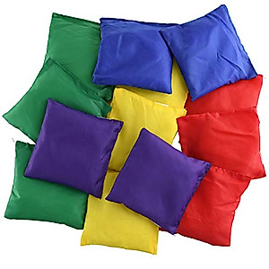 Prextex 12 Pack Nylon Bean Bags - Fun Sports Outdoor Family Games - Bean Bag Toss - Carnival Toy - Bean Bag Toss Game - Small Bean Bags for Kids - Bean Bags for Cornhole - Mini Bean Bags for Tossing