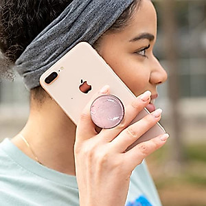 WUYULB Clear Glitter Pink Rose Gold Marble Design Expandible Collapsible Mobile Phone Grip Cell Phone Stand Holder for Smartphones Cellphone Accessory