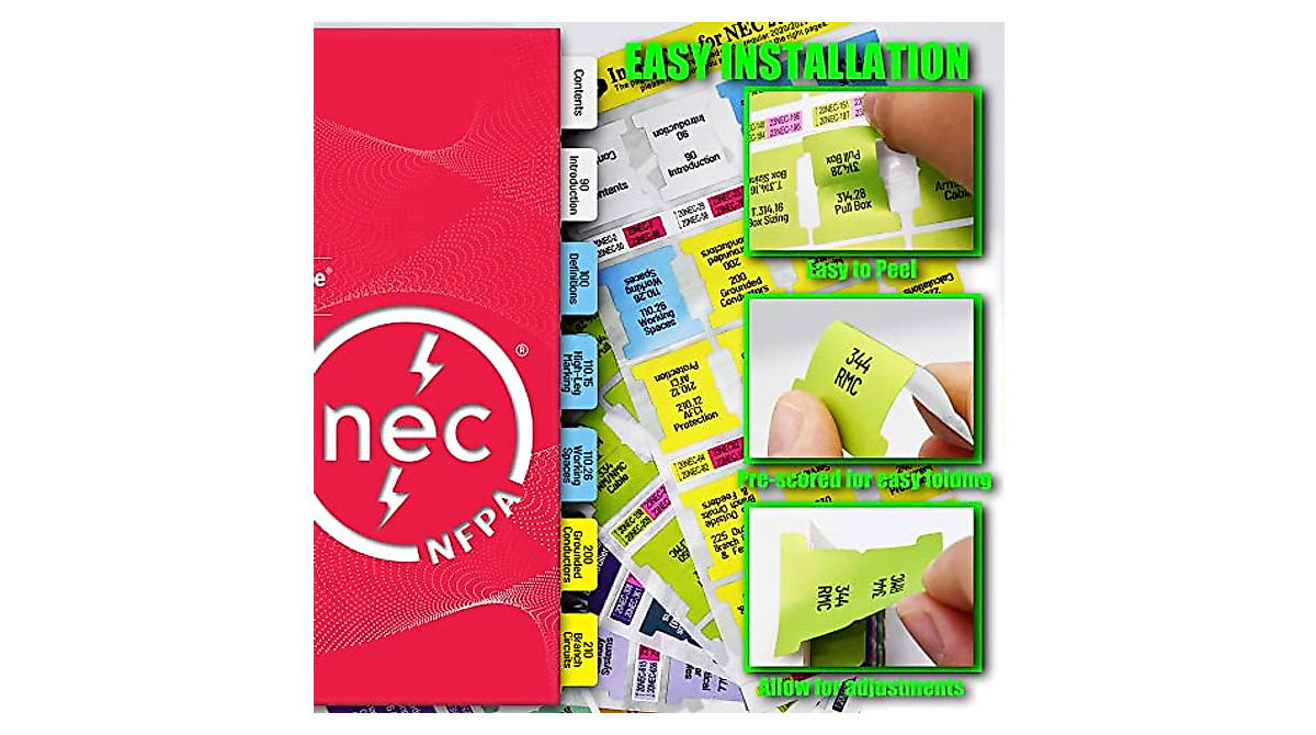 NEC Self-Adhesive Tabs for Electrical Code | Color-Coded & Durable
