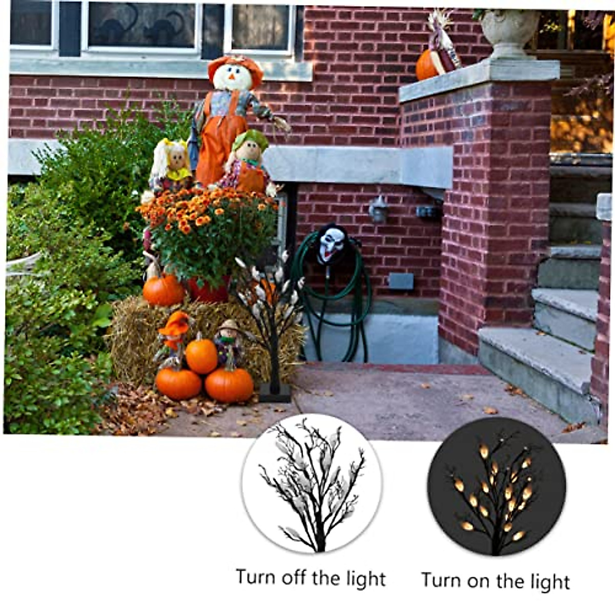 OSALADI 1pc Halloween Ghost Lights LED Decor Home Decoration Black Table Lamp Spooky Tree Glittered Creepy Table Lamp Birch Tree Battery Operated Stimulative Halloween Lights Night Light