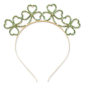 ZITULRY St Patrick's Day Headband Rhinestone Shamrock HAPPY ST.PATRICKS Letter Hairband Crystal Irish Green Lucky Clover Headpiece