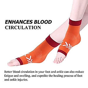 SuMade Compression Sleeve, Womens Girls Nurses Gifts Cycling Foot Arch Support Yoga Comfortable Sleeping Ankle Brace Socks For Plantar Fasciitis Injury Swelling 1 Pair Orange (S/M)
