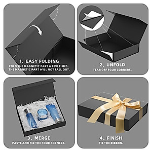 MOZRRO Gift Box 11.5 x 8.2 x 2.3 In Gift Boxes for Presents Magnetic Closure, Gift Boxes with Lids for Presents Birthday Luxury Jewelry T-shirts Gloves Scarves Books Clothes Candy, Gift Wrap - Black