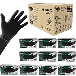 S&G Black Nitrile Gloves Heavy-Duty Latex & Powder Free - For Cleaning, Construction, Mechanic, Food Prep | 6 Mil - 1000 | Large