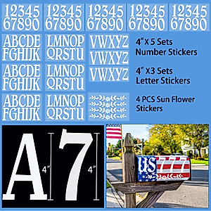 4" 132 Pieces Reflective Mailbox Numbers Letters Stickers for Outside,Self Adhesive Numbers Letters for Mailbox,White Waterproof Vinyl Numbers Letters Decal for Address Door House Cars Trash Bin Home