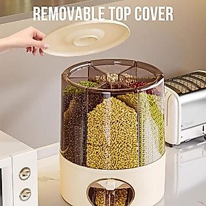 SENAOU Grain Storage Tank Grain Dispenser 360°Rotating Kitchen Storage Containers (11lb)