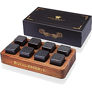 Whiskey Stones Gift Set by Royal Reserve | Artisan Crafted Reusable Refreezable Chilling Cooler Rocks for Scotch Bourbon – Modern Stocking Stuffer for Guy Men Dad Boyfriend Anniversary or Retirement