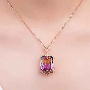 Natural Multi Color Tourmaline Gemstone Fashion Necklace Pendant For Women, Sterling Silver, 18K Plated, 18’’ Chain, Beautiful Gift For Mom, Wife, Girlfriend, Daughter, Sister
