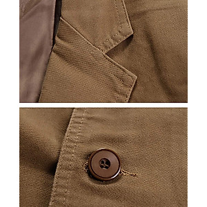 chouyatou Men's Slim 2-Button Single Breasted Cotton Lightweight Blazer Jacket Sport Coat (Large, Khaki)