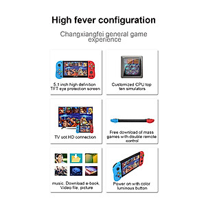 Kajiali X19 Pro Handheld Game Console, 5.1" HD Retro Game Console Built-in 5000＋No-Repeat Games, Dual Joystick Video Game Console Support TV Output Compatible with 10 Emulators, 8G