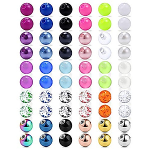 Ftovosyo 14G 60PCS Mix Color Replacement Balls Jewelry Piercing Stainless Steel & Clear Acrylic Barbell Parts for Industrial Barbell/Nipple Rings/Tongue Rings Silver-tone Rose Gold Black 3mm