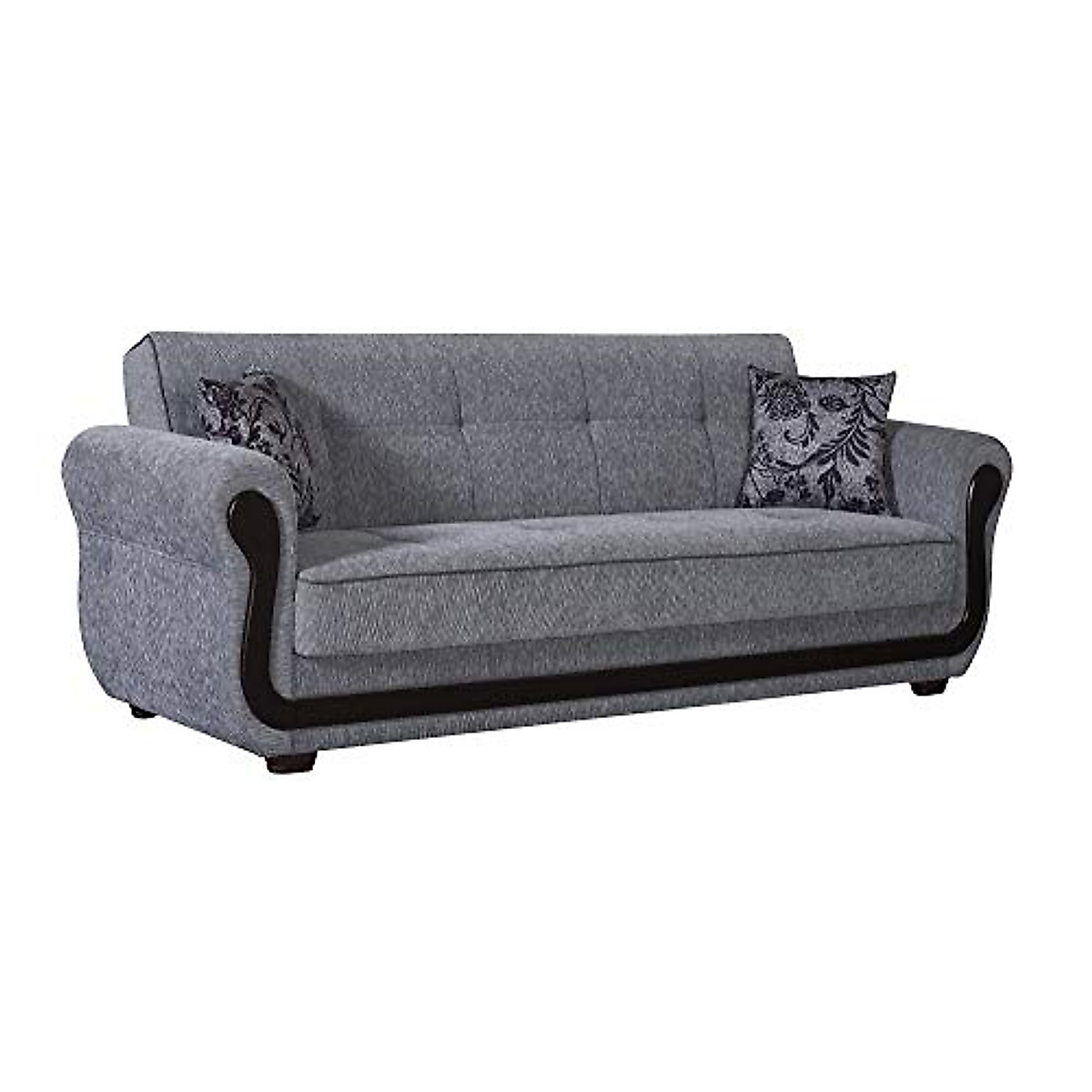 BEYAN Surf Avenue Collection Tufted Large Folding Sofa Sleeper Bed with Storage Space and Includes 2 Pillows, Gray
