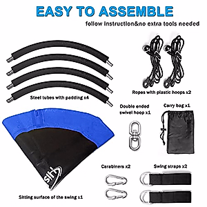 43” Saucer Tree Swing,700lbs Weight Capacity,Waterproof Textilene 360 Degree Rotation w/ 1 Swivel,2 Adjustable Ropes&2 Hanging Straps,Easy to Install,for Kids Adults Backyard,Playground(Blue)