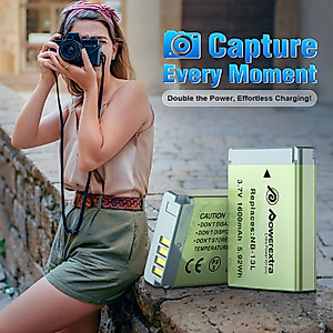 Powerextra NB-13L Battery 2 Pack Replacement NB-13L for Canon, Battery and Charger for PowerShot G5 X G7 X G7 X Mark II G9 X G9 X Mark II SX620 HS SX720 HS SX730 HS