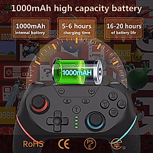 PSKONTORORA Switch Controller for Nin-tendo Switch/Switch Lite/Switch Oled, Switch Pro Controller with Programming Back Buttons Turbo Motion Vibration Screenshot【Upgraded】