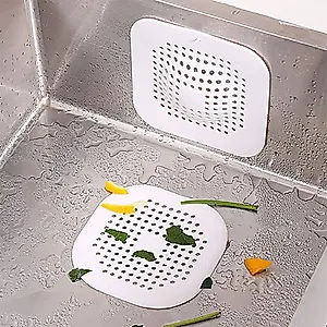 White Drain Hair Catcher, Silicone Shower Drain Hair Catcher Cover with Detachable Suction Cups Drain Hair Strainers Bathroom Sink and Bathtub Drain Strainers