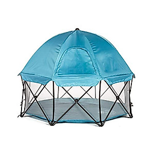 Regalo My Play Deluxe Extra Large Portable Play Yard Indoor and Outdoor, Bonus Kit, Includes a Full Canopy, Washable, Teal, 8-Panel