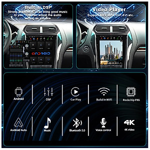 2024 New CUSP Car Stereo Radio GPS Navigation for Ford Explorer 2011-2019 Android Auto Car Play 12.1 Inch PX6 4G+64G with DSP in Dash Headunit Multimedia Player Car Radio Car Audio Voice Control