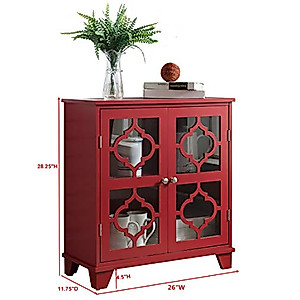 Kings Brand Furniture Red Finish Wood Buffet Cabinet Console Table