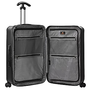 Traveler's Choice Silverwood Polycarbonate Hardside Expandable Spinner Luggage, Brushed Metal, Checked-Medium 26-Inch