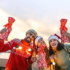Teling 100 Pcs Christmas Wine Bottle Gift Bags Cellophane Christmas Wine Bags Red Sweater Wine Bag Cover Including 50 Pcs Wine Wrapping Bags and 50 Pcs Pull Bows for Christmas Holiday Party