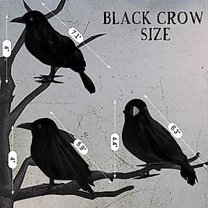 Pseutio 6 Pack Halloween Crows and Ravens Decorations Halloween Feathered Crows Realistic Looking Raven for Halloween Prop Decor