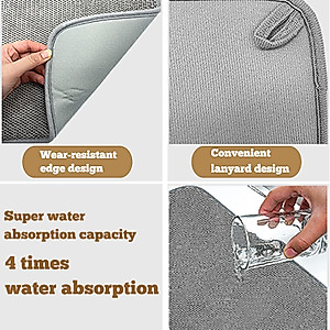 2 Pack 20×15 Inch Grey Microfiber Dish Drying Mat,Absorbent Kitchen Drying Pad,Ultra Absorbent Drying Mats for Kitchen Counter