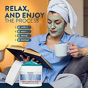 Advanced Clinicals Hyaluronic Acid Gel Facial Mask Skin Care Treatment, Brightening, Hydrating Anti Aging Face Mask & Moisturizer Helps Transform Dry Skin W/Collagen, Chamomile, & Aloe Vera, 5 Fl Oz