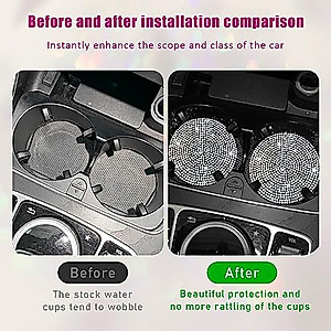 Kewucn 2PCS Bling Cup Holder Coasters for Car, 2.73 Inch Non-Slip Silicone Crystal Rhinestone Cup Mat, Universal Insert Cup Ornaments Coasters, Vehicle Interior Accessories for Women (Colorful)