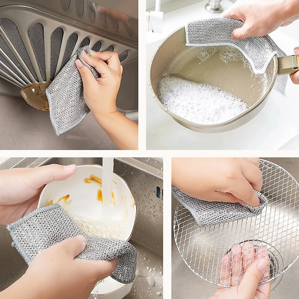Multipurpose Wire Dishwashing Rags, 2024 New Scrubbing Wire Dishwashing Rags Non-Scratch Wire Dishcloth, Premium Metal Wire Dishwashing Cloth Scrubs Cleans for Dishes, Sinks (5 Pcs)