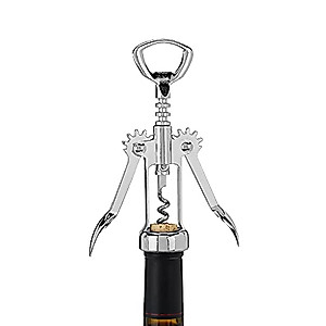 True Soar Winged Corkscrew Wine Opener - Self Centering Worm, Stainless Steel, Manual Wine Bottle Opener, Chrome Silver