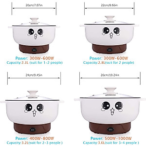 BXE 4-in-1 Multifunction Electric Cooker Skillet Wok Electric Hot Pot For Cook Rice Fried Noodles Stew Soup Steamed Fish Boiled Egg Small Non-stick with Lid (without Steamer,White)