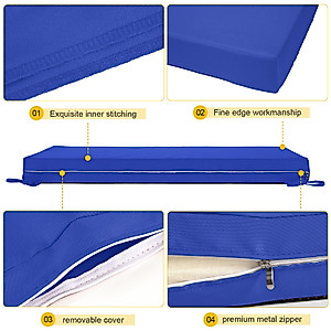 Millsilo Outdoor/Indoor Bench Cushion 36"x14"x4", Waterproof Patio Bench Cushion Furniture, Non-Slip Bay Window Seat Cushion, Durable Bench Pad, Swing Cushion, Garden Long Chair Cushion Blue