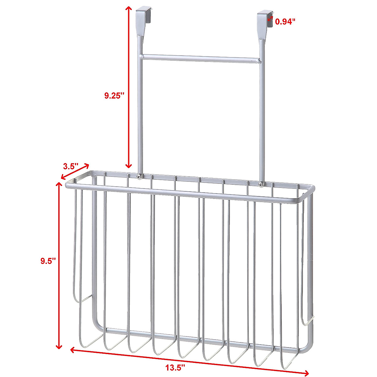 SunnyPoint Over The Cabinet Door Organizer Holder (SET OF 2) (Silver, 13.5 X 9.5 X 3.2 (basket Size))