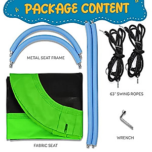 SereneLife Outdoor Spinner Saucer Tree Swing-Hanging Tree Oval Shaped Flying Saucer w/Rope Straps,Cushion Padded Metal Frame,Polyester Fabric Seat,for Kids & Adult-SereneLife SLSOVSWNG55GR (Green)