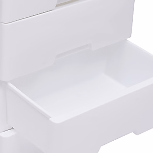 5 Drawer Storage Cabinet with Wheels,Plastic Drawers Dresser,5 Tier Storage Cabinet for Living Room,Bedroom,Kitchen,White