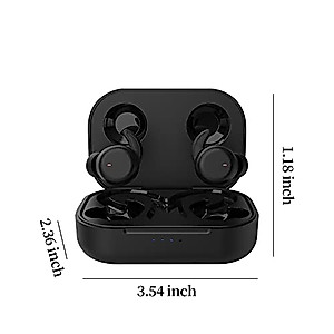 YaYiYa Running Headphones Wireless Earbuds with Earhooks ​Over Ear Sport Headphones Sweatproof Earphones Workout Jogging Gym Black E