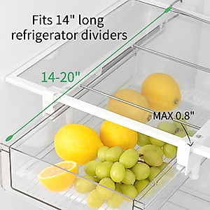 vacane Upgradation Refrigerator Drawers XL,Fridge Drawer With Handle Pull Out Fridge Bins Organizer, Extra-Long/Stretch 20",Extra-Deep Storage Cheese, Deli Meat, Drinks, Fruit, Vegetable