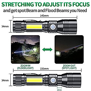 AdamStar UV Flashlight Black Light, 3-in-1 Magnetic Flashlight Rechargeable, 1000 Lumen Tactical LED Flashlight, 7 Modes Waterproof UV Light Flashlight for Camping Emergencies Pet Urine Detection
