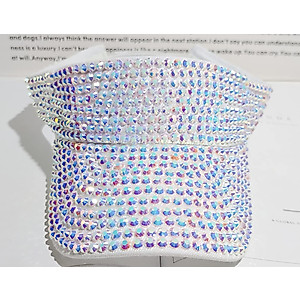 ASUITOFK Bling Rhinestone Sport Sun Visor Hats Adjustable Summer Cap Visor Caps for Men and Women Outdoor Hat White