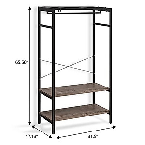 Gssimeal Closet Rack, 2 Tiers Heavy Duty Clothes Rack Garment Rack Freestanding Closet Large Wardrobe Bedroom Hanging Clothes Rack,Black
