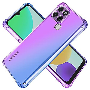 KOARWVC Case for Infinix Smart 6 Case,Smart 6 HD X6511 Case, Crystal Clear Case Gradient Slim Anti Scratch TPU Shockproof Protective Phone Cases Cover for Infinix Smart 6 (Purple/Blue)