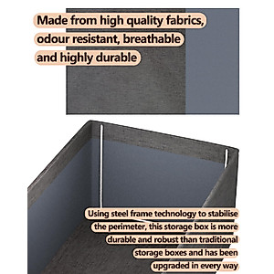 organizer box metal frame storage bins, rectangle storage baskets for closet.collapsible fabric storage baskets with handles.Stackable wardrobe storage boxes for clothes toys,grey-3 Pcs