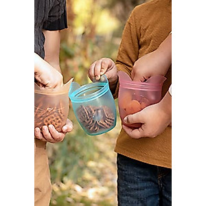 Zip Top Reusable 100% Silicone Baby + Kid Snack Containers- The only containers that stand up, stay open and zip shut! No Lids! Made in the USA - Orange Cat