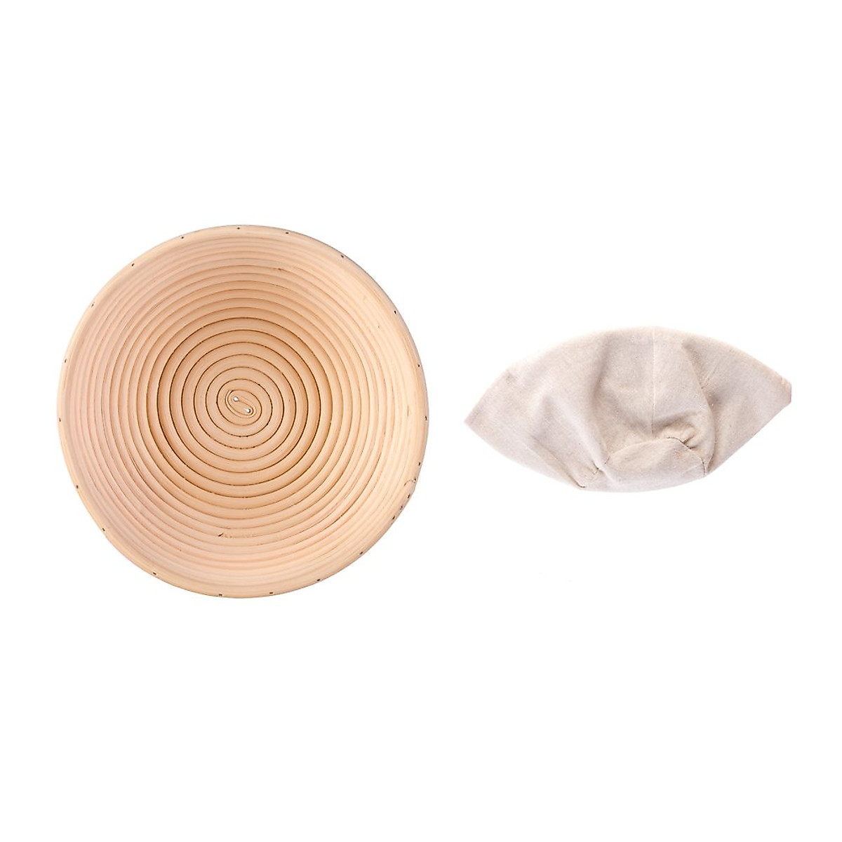 9 Inch Round Banneton Bread Proofing Basket with Bakers Couche Proofing Flax Cloth 2 Pcs Set