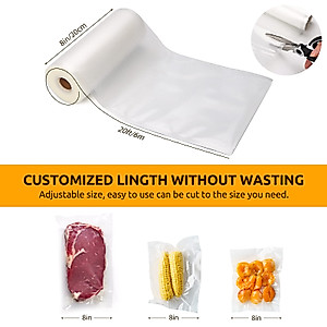 2 Rolls Vacuum Sealer Bags 8" x 20', Commercial Customized Size Food Saver Bag Rolls for food Storage, Meal Prep or Sous Vide, Heavy Duty Storage Bag