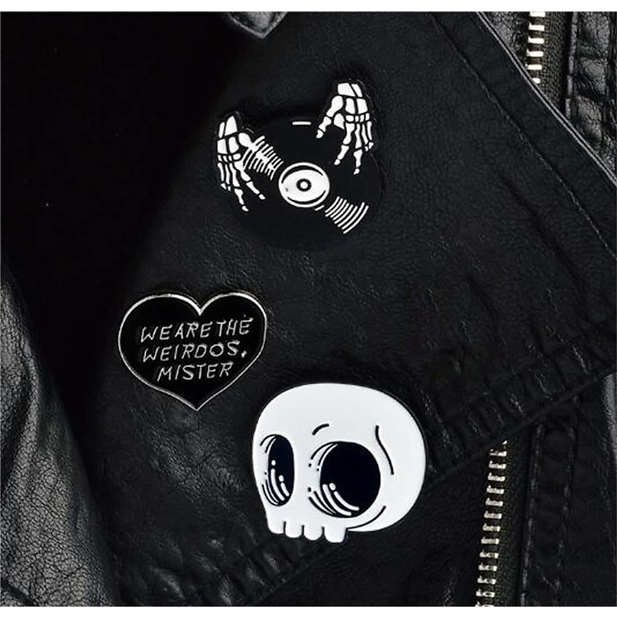 3pcs Enamel Pins Set Skull Disc Halloween Alloy Oil Dripping Brooch We Are The Weirdos Mister Cool Enamel Pins for Jacket Backpack