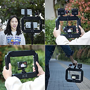 ULANZI Smartphone Video Rig with Light, Cell Phone Handheld Stabilizer with Ring Light 8500k Selfie Light for Filmaking Live Steam Tiktok YouTube Video Recording, with 8000mAh Build-in Battery