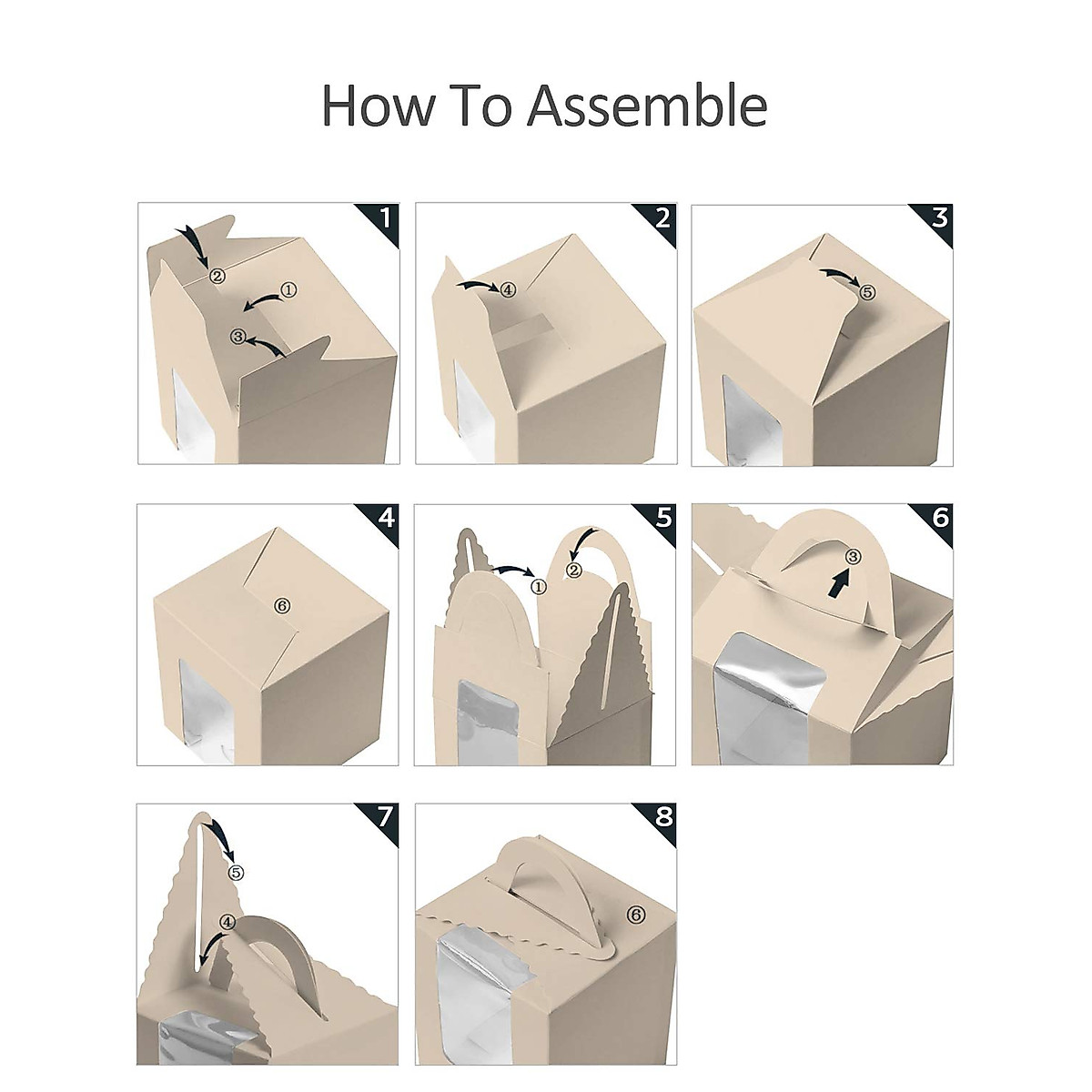 Cupcake Boxes Individual 60pcs Cupcake Holders Disposable White Single Cupcake Boxes with Window 3.6*3.6*4.3inch Cupcake Containers Qiqee