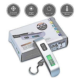 Luggage Scale 50kg/110LB, Kimystam Portable LCD Display Electronic Scale Weight Balance Suitcase Travel Bag Hanging Steelyard Scale Tool with Hook